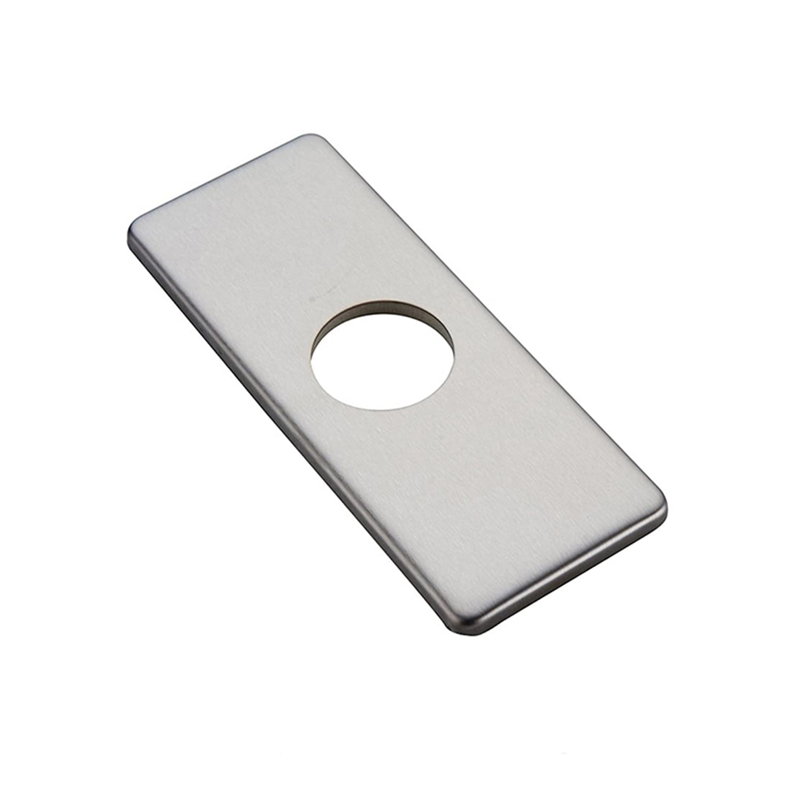BWE 6” Faucet Cover Escutcheon Brushed Nickel Stainless Steel Deck Plate for Bathroom Sink 1 Hole or 4 Inch 3 Holes Centerset Sink Modern Rectangular Vanity Basin Sink Hole Cover Cap