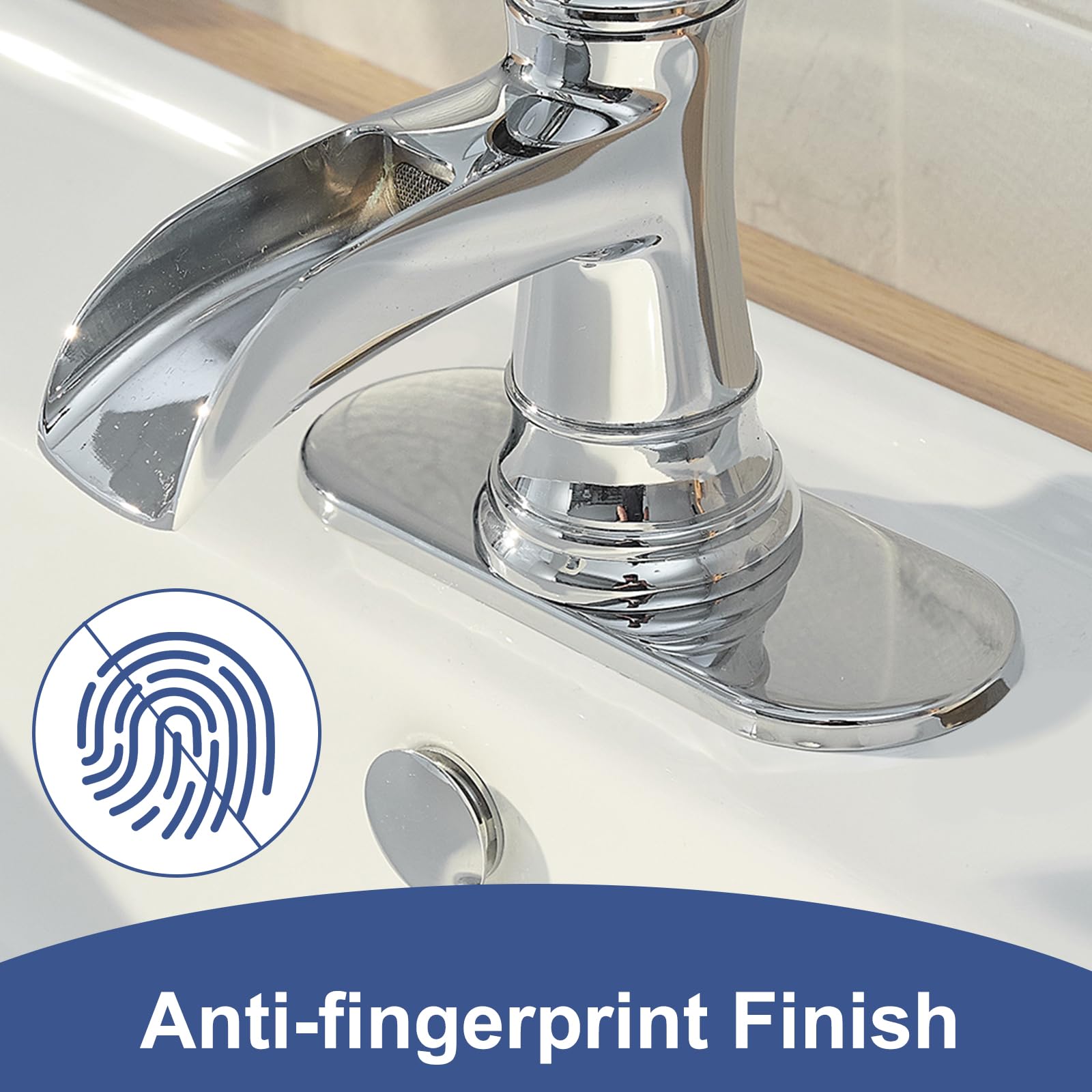BWE 6 Inch Bathroom Vessel Vanity Sink Faucet 4" Hole Cover Deck Plate Escutcheon Chrome