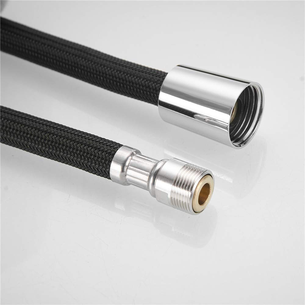 Weirun Kitchen Bathroom Sink Pull-down Faucet 1/2" IPS Black Braided Replacement Pull-Out Head Hose 59-inch or 150cm for Oil Rubbed Bronze Taps