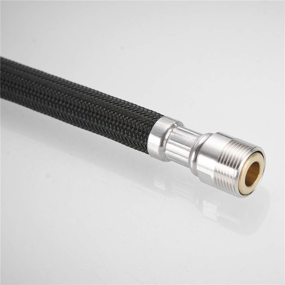 Weirun Kitchen Bathroom Sink Pull-down Faucet 1/2" IPS Black Braided Replacement Pull-Out Head Hose 59-inch or 150cm for Oil Rubbed Bronze Taps