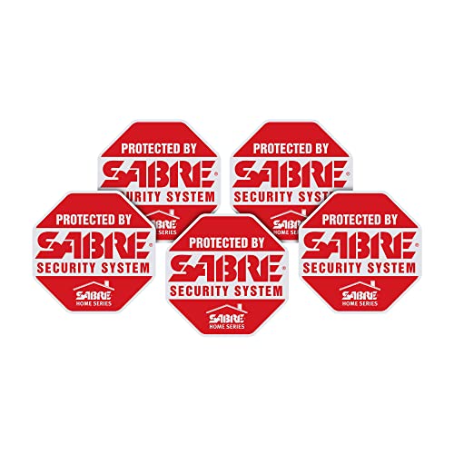 SABRE Home Security Decals, Warns Intruders That The Property Is Secured With An Alarm, Bold Red Color For Visibility, Easily Sticks To Windows, 5-Pack
