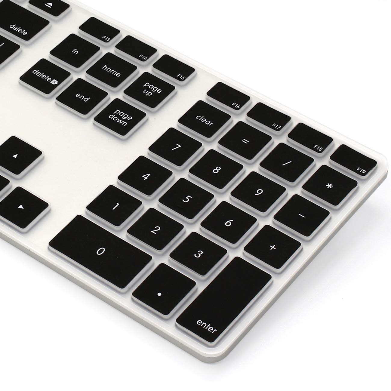 ProElife Silicone Full Size Ultra Thin Keyboard Cover Skin for Apple iMac Keyboard Numeric Keypad Wired USB MB110LL/B-A1243 (NOT FIT Magic Keyboard, Item Folded in Packaging) (Black)