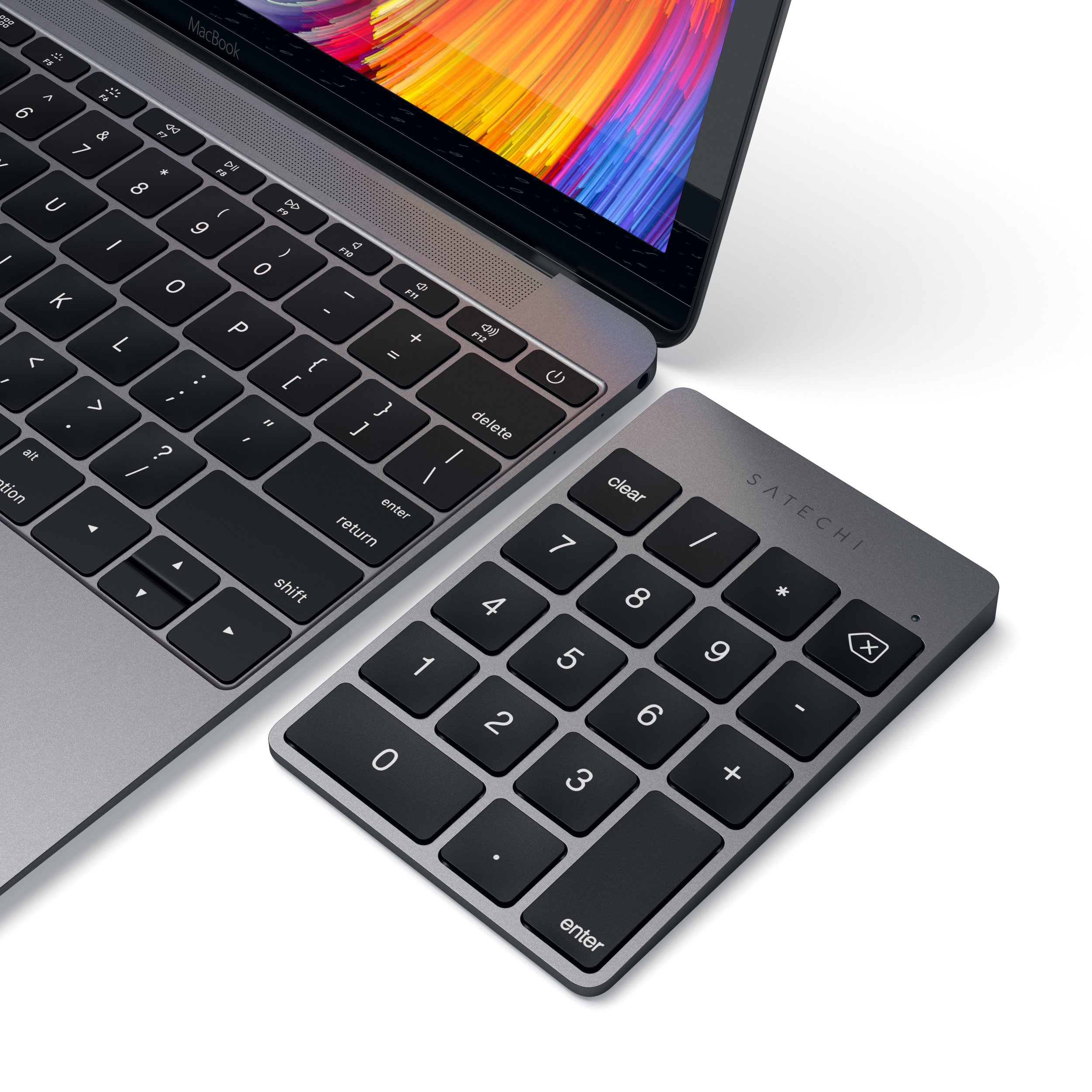 Satechi Slim Aluminum Bluetooth Wireless Keypad 18-Key Numpad Keyboard Extension – for iMac Pro, iMac, Mac Mini, MacBook Pro/Air, Windows, PC, Laptop and More - Space Gray