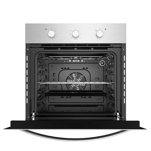 Empava 24" Electric Single Wall Oven with 6 Cooking Functions Mechanical Knobs Control in Stainless Steel, Black/Silver