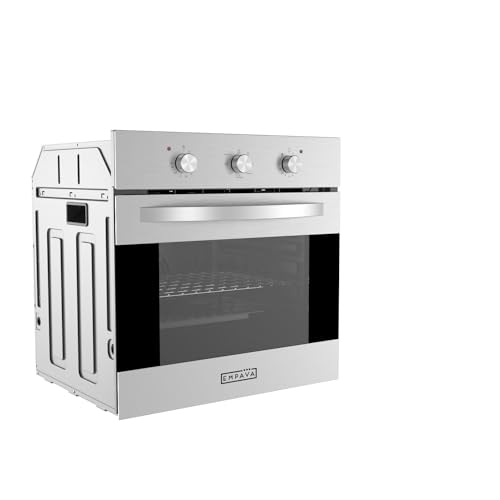 Empava 24" Electric Single Wall Oven with 6 Cooking Functions Mechanical Knobs Control in Stainless Steel, Black/Silver