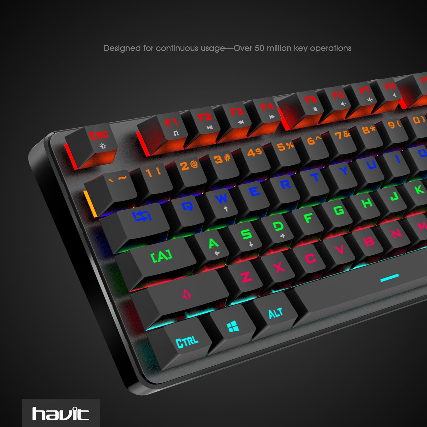 HAVIT LED Backlit Wired Mechanical Gaming Keyboard with Blue Switches,Black