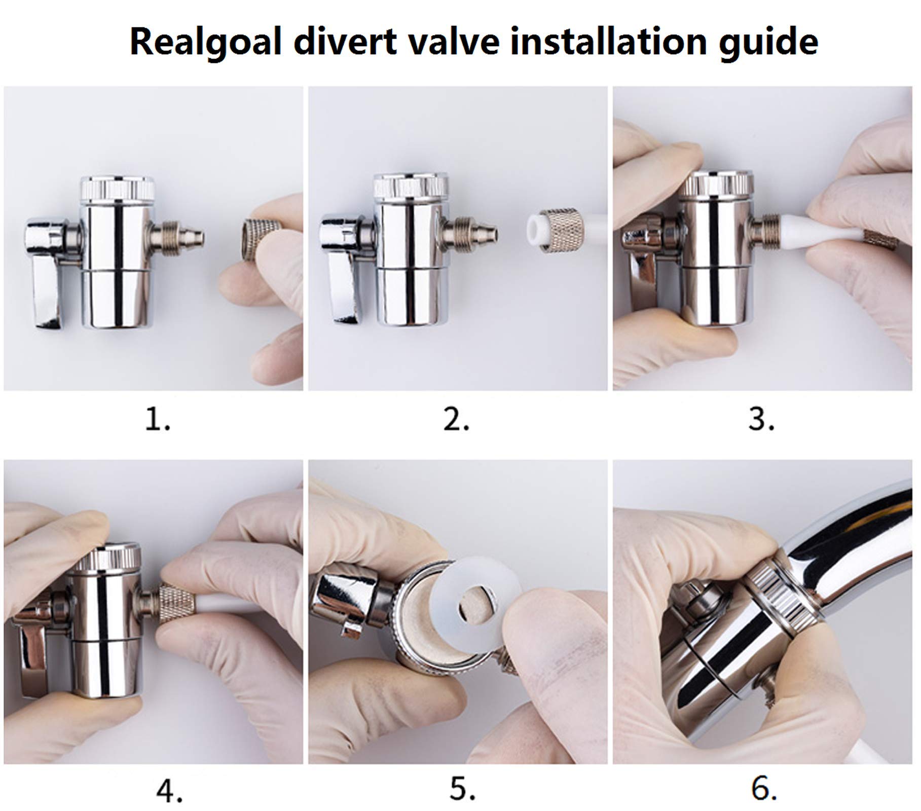 Realgoal Divert Valve 10.5 mm Tubing with Male Adapter for Faucet