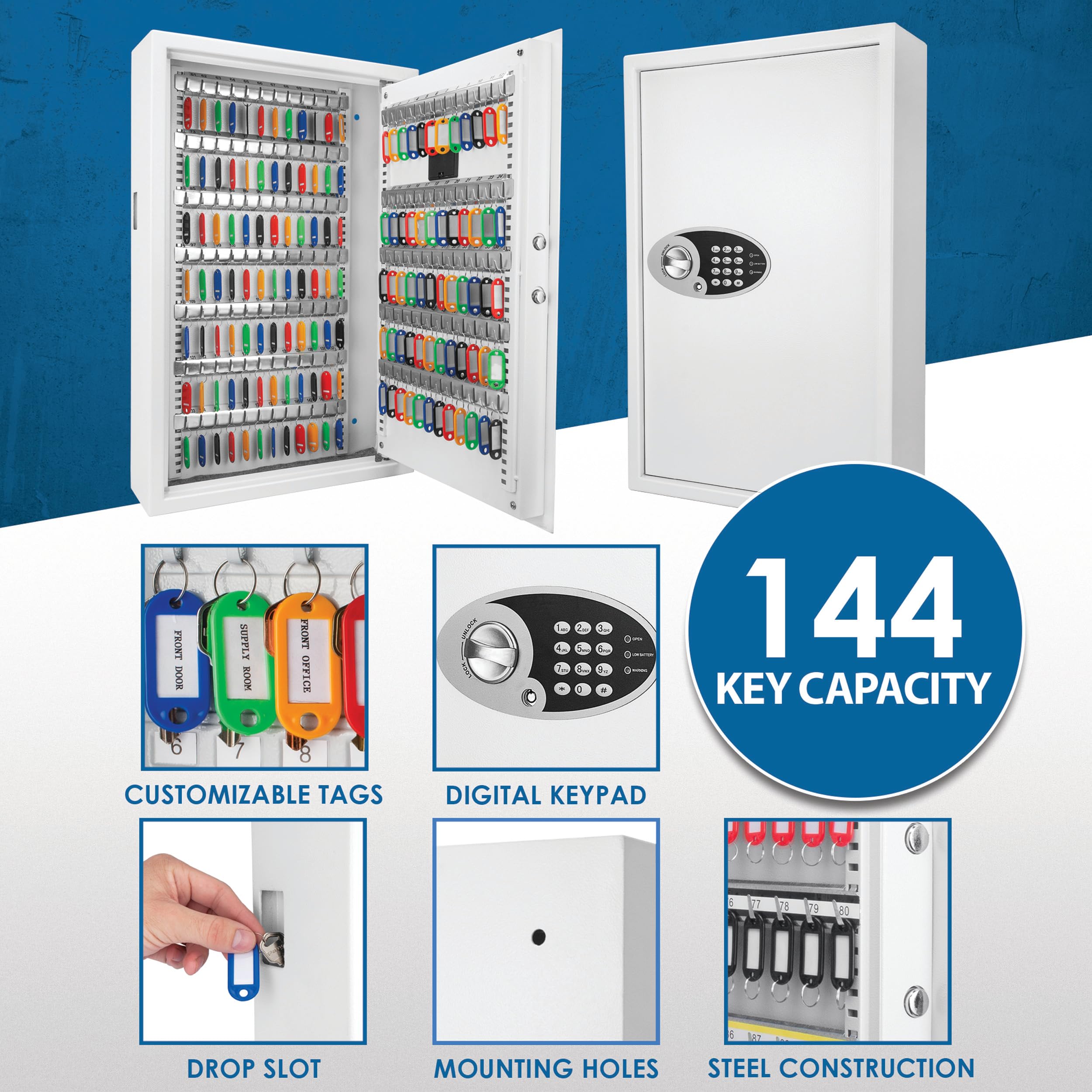 Barska Digital Electronic Keypad Lock Wall Mount Key Cabinet Safe Ideal for Home Hotels Schools & Businesses
