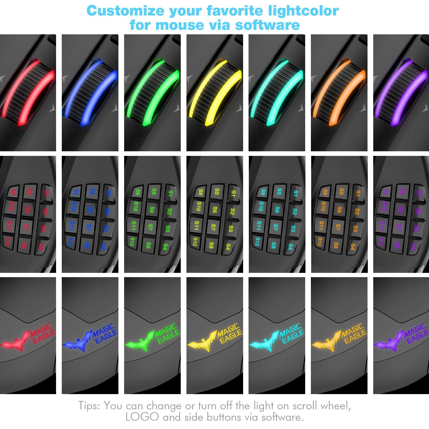 Gamerz GMZ-M2 12000 DPI 19 Programmable Buttons Optical Sensor Pixar PMW 3360 MMO Gaming Mouse - Black