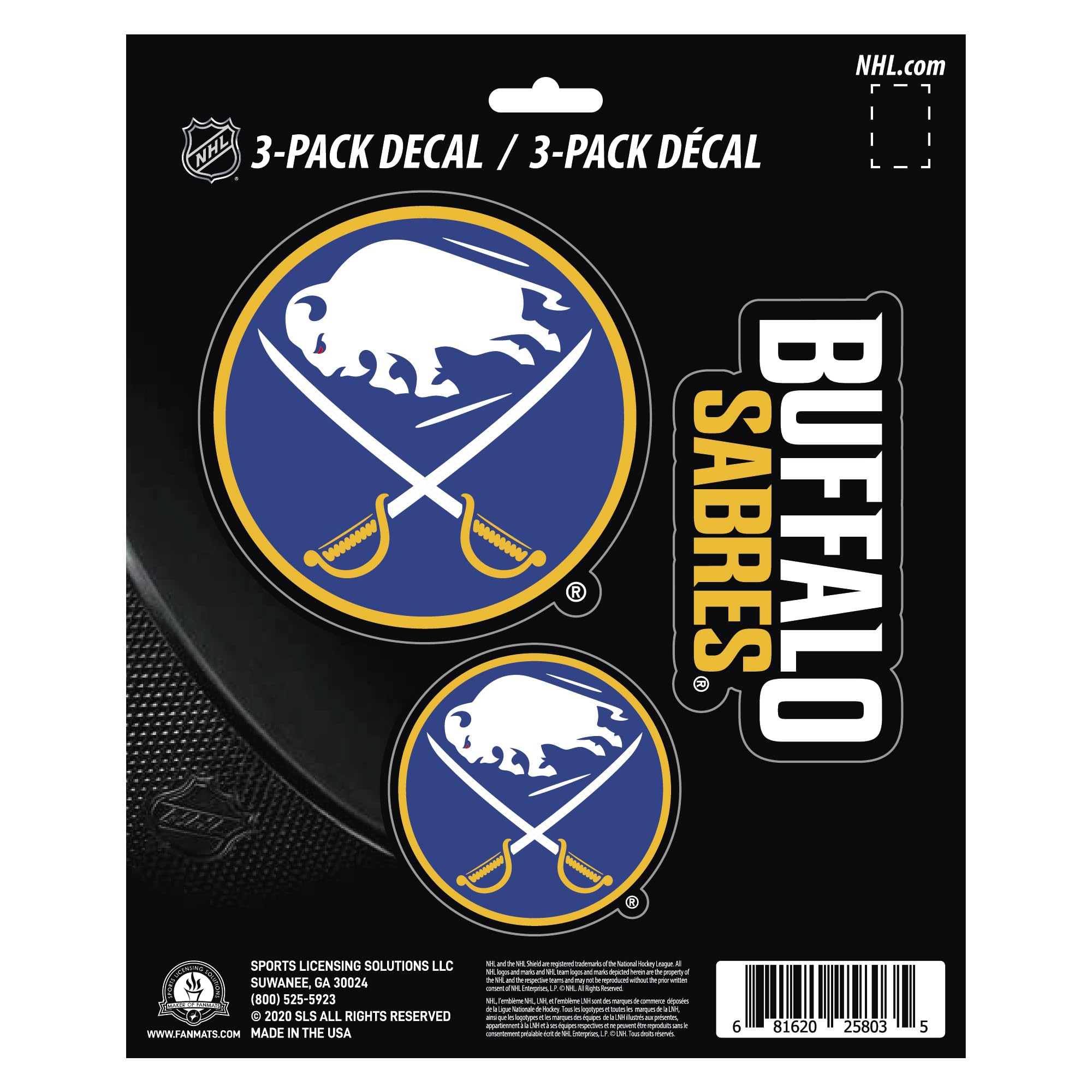 Fanmats NHL Buffalo Sabres Team Decal, 3-Pack , Blue
