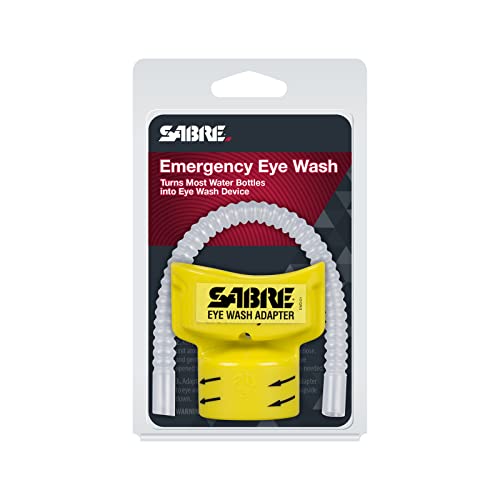 SABRE Eye Wash Adapter - Turns Water Bottle into Eye Wash Device - Flushes Contaminants from the Eye , Yellow, 2.4 oz