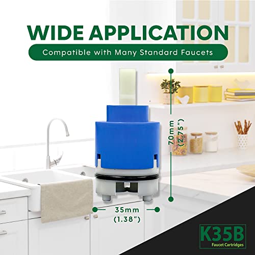Kerox K35B 35 mm Faucet Cartridge Replacement - Single Lever OEM Faucet Part, Fits American Standard 7038, La Torre & Delta Faucets