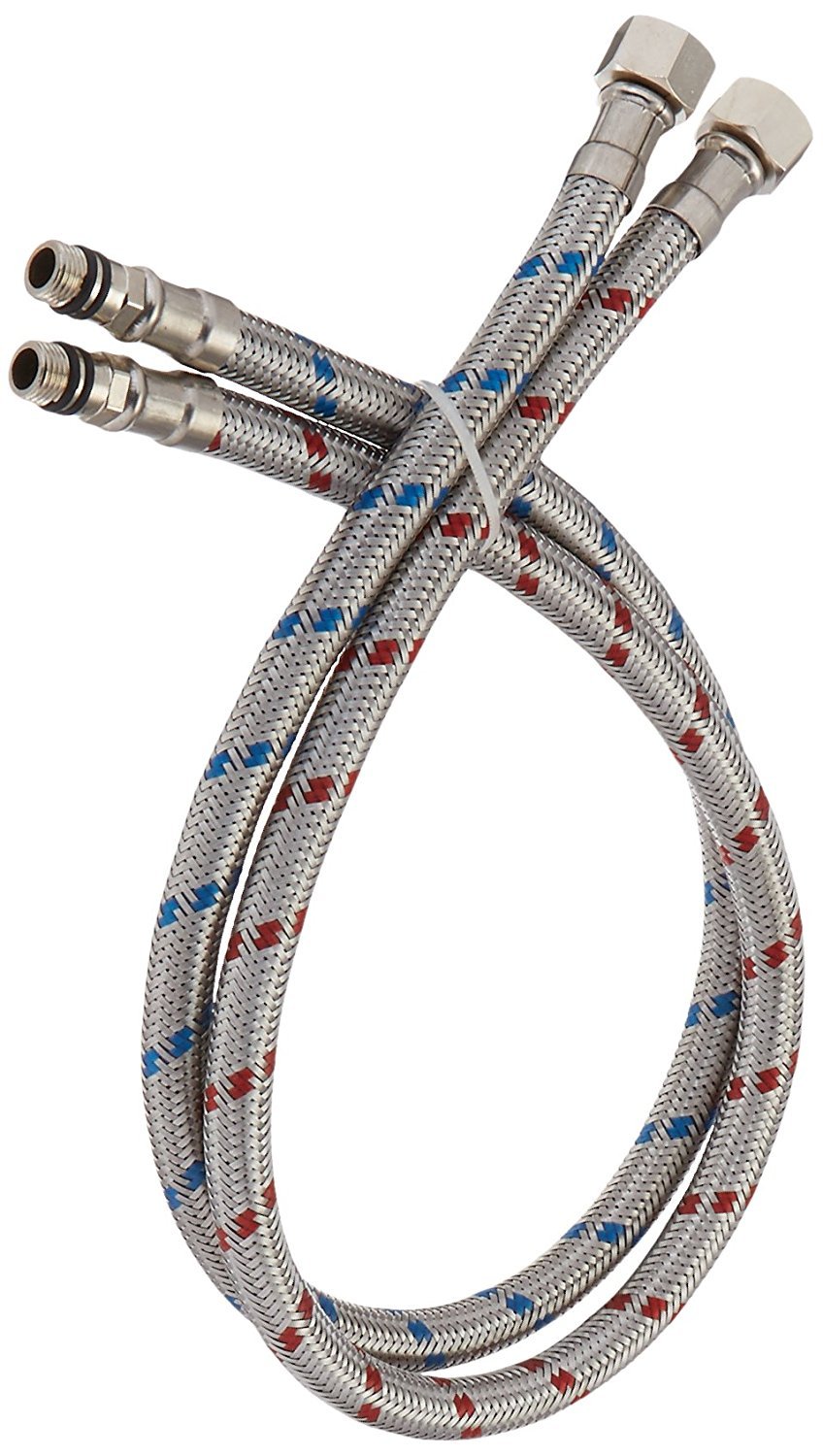BWE 24-Inch Long Faucet Connector Braided Stainless Steel Supply Hose 3/8-Inch Female Compression Thread x M10 Male Connector, x 2 Pcs (1 Pair)