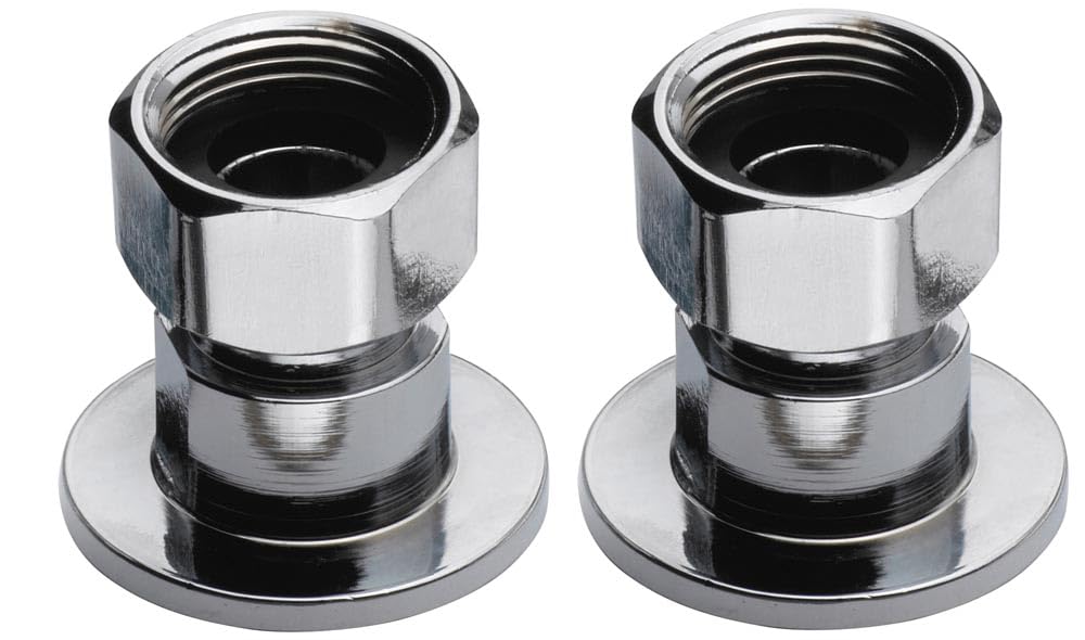 Krowne 21-400L 2 Pcs Heavy Duty Low Lead Coupling Flanges Accessory Kit | Compatible with Krowne 12-8 8" Center Wall-Mounted Faucet for Commercial Kitchen | 1/2" NPT Inlet | Metallic Finish, NSF