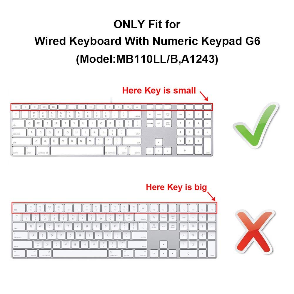 HRH Rainbow Silicone Keyboard Skin Cover for iMac Wired USB Full Size Keyboard with Numeric Keypad A1243(G6 MB110LL/B and MB110LL/A)