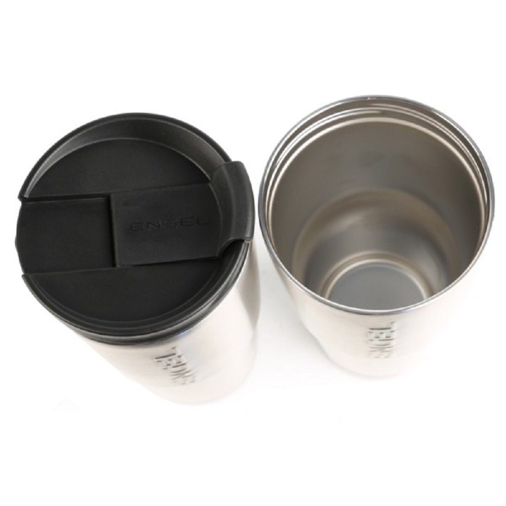 ENGEL Coolers 30-Ounce Stainless Steel Double Wall Vacuum-Insulated Hot/Cold Drinks Travel Tumbler with No-Spill Lid and Non-Slip Base, Silver