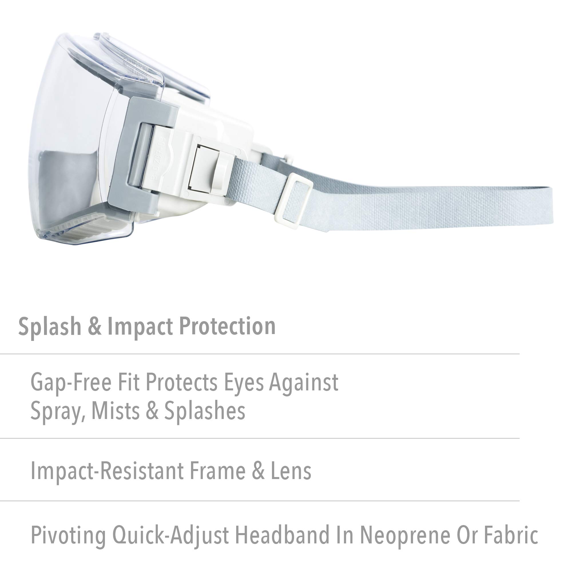 Honeywell Home Uvex Stealth Safety Goggles with Gray HydroShield Anti-Fog Lens, Gray Body & Neoprene Headband (S3961HS)