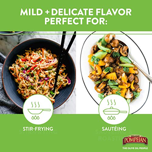 Pompeian Smooth Extra Virgin Olive Oil, Contains Polyphenols, First Cold Pressed, Mild and Delicate Flavor, Perfect for Sauteing & Stir-Frying, Naturally Gluten-Free, Non-GMO, 32 Fl Oz, Single Bottle
