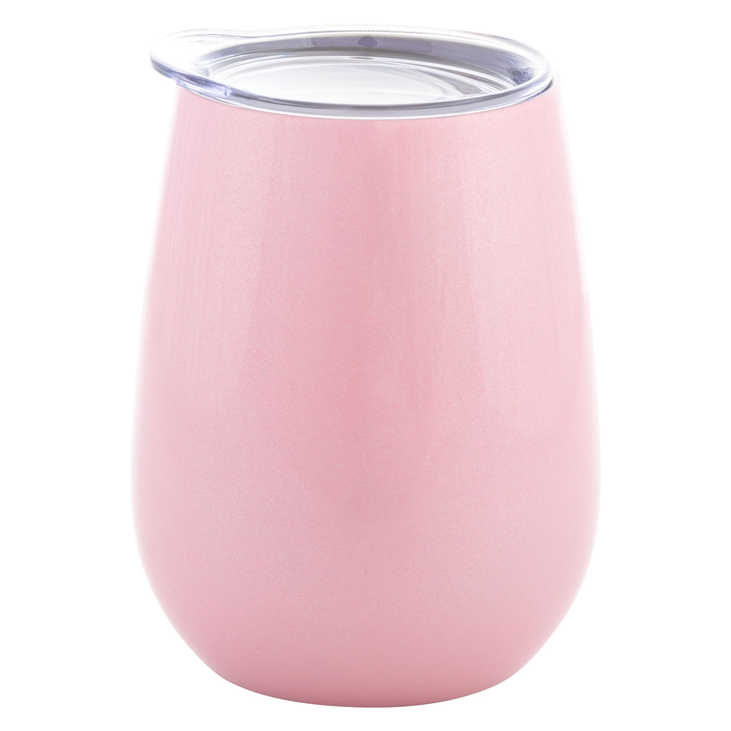 Wine Tumbler Glasses with Lid Stemless Double Wall Vacuum Stainless Steel Travel Tumbler Keeping Cold & Hot for Wine,Coffee,Cocktails,Drinks-Family and Gifts, Pink
