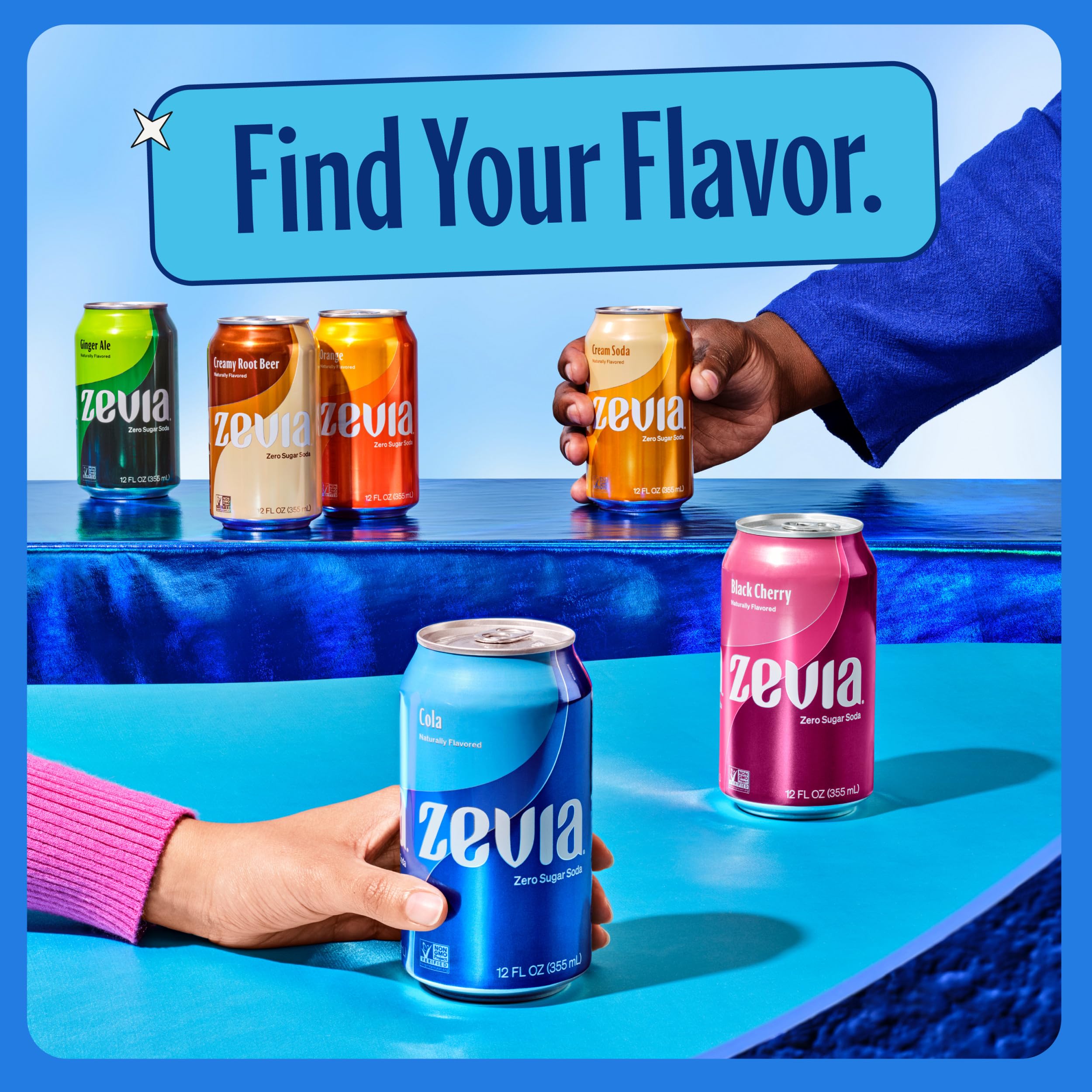 Zevia Zero Sugar Soda, Cola, 12 oz Cans (24-Pack) β Naturally Sweetened, Zero Calorie Sugar Free Soda - Non-GMO Project Verified, Gluten-Free, Vegan
