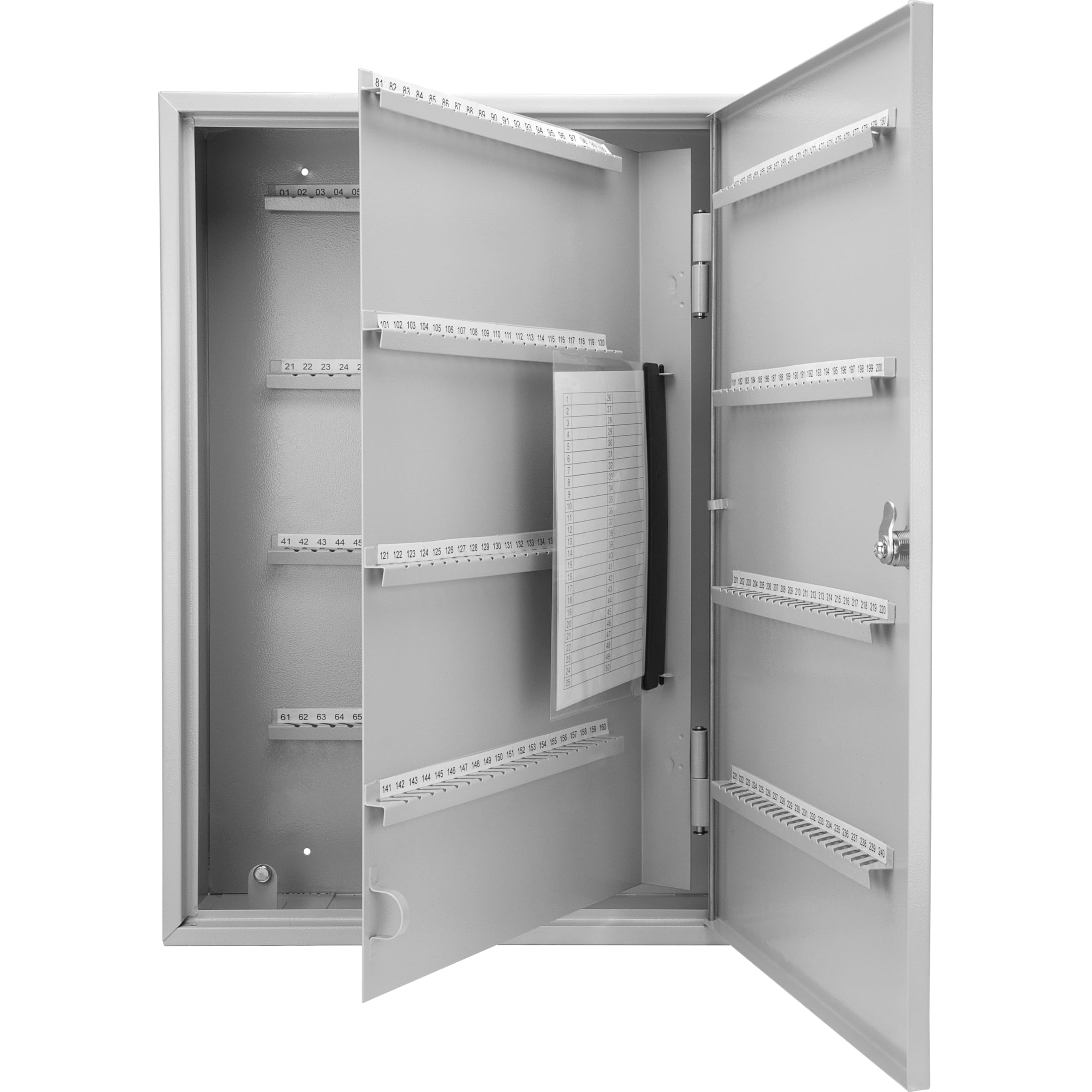 Barska Key Lock Key Cabinet Lock Box with Numbered Hooks and Tags - 240 POSITION - WHITE TAGS