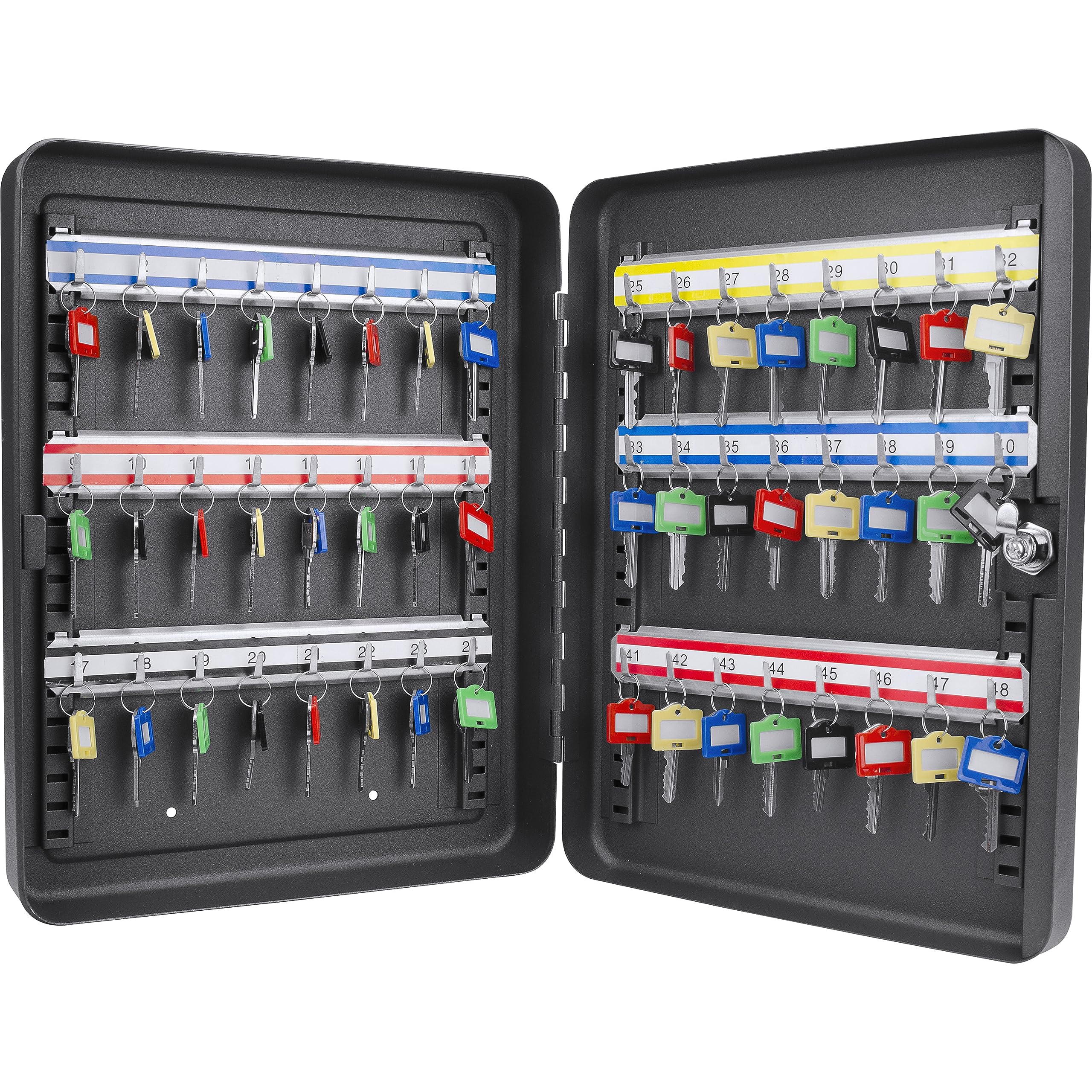 Barska Adjustable Key Cabinet Lock Box with Colorful Key Tag Labels - 48 Position - Key Lock