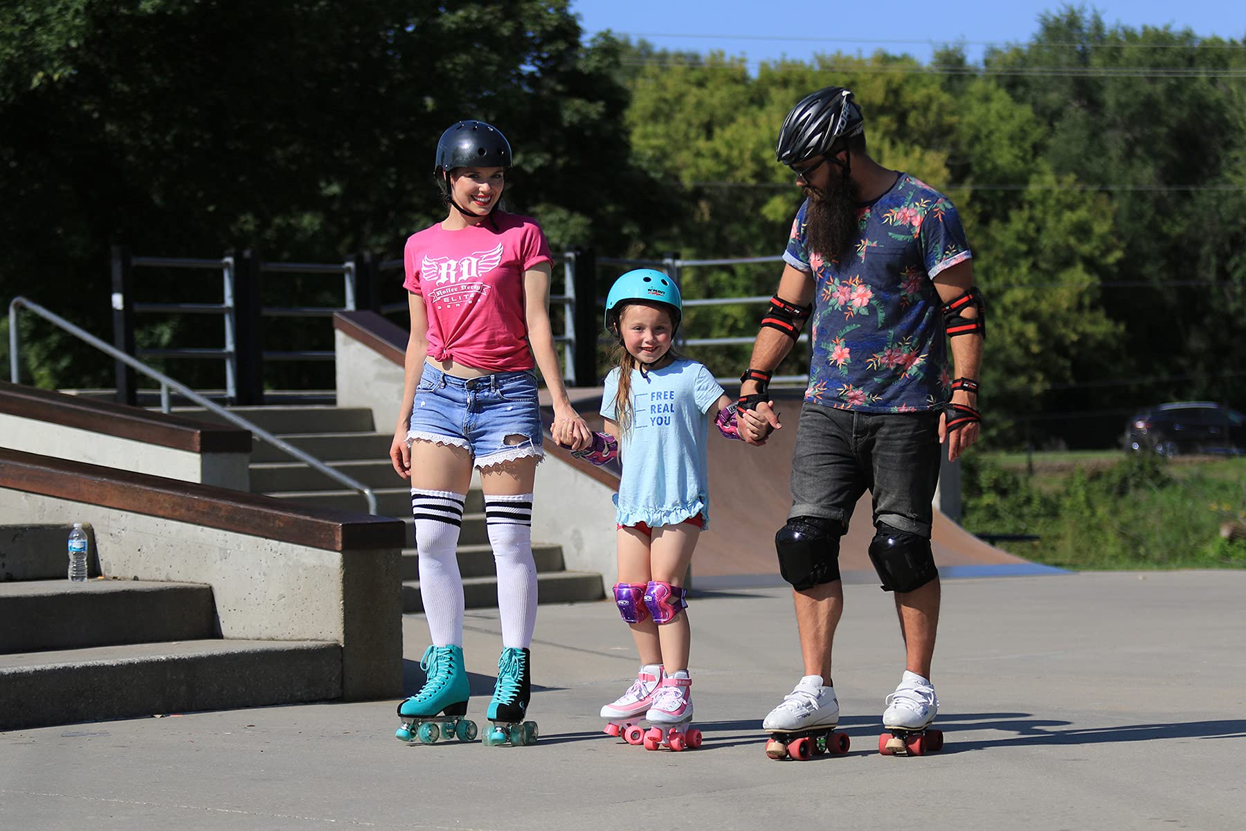 Roller Derby Firestar Youth Girl's Quad Roller Skates, White/Pink, Size 01