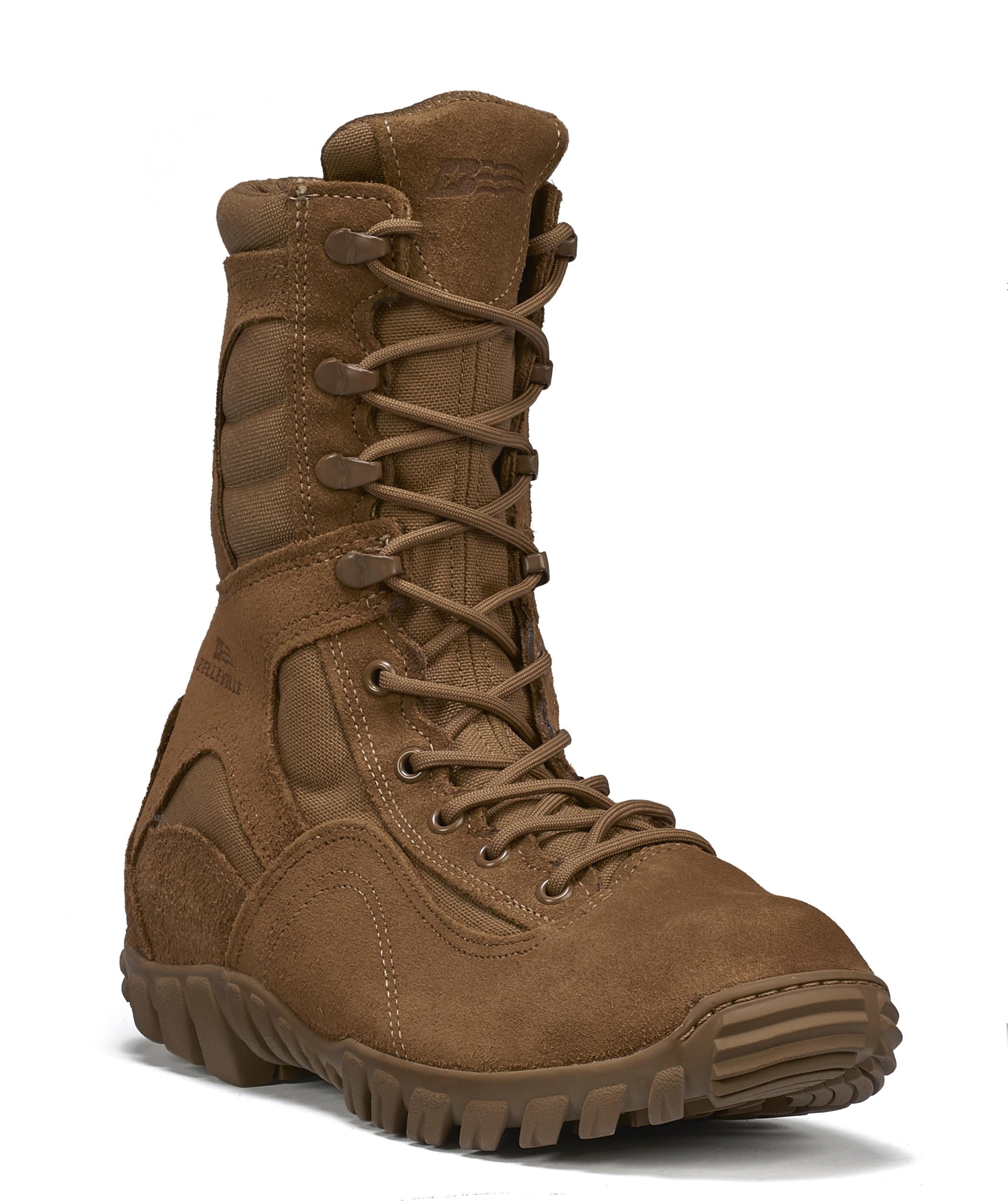 B Belleville Arm Your Feet Sabre 533 8 Inch Hot Weather Hybrid Combat Boots for Men - US Navy Army/Air Force Leather with Vibram Ibex Outsole (11 W, Coyote Brown)