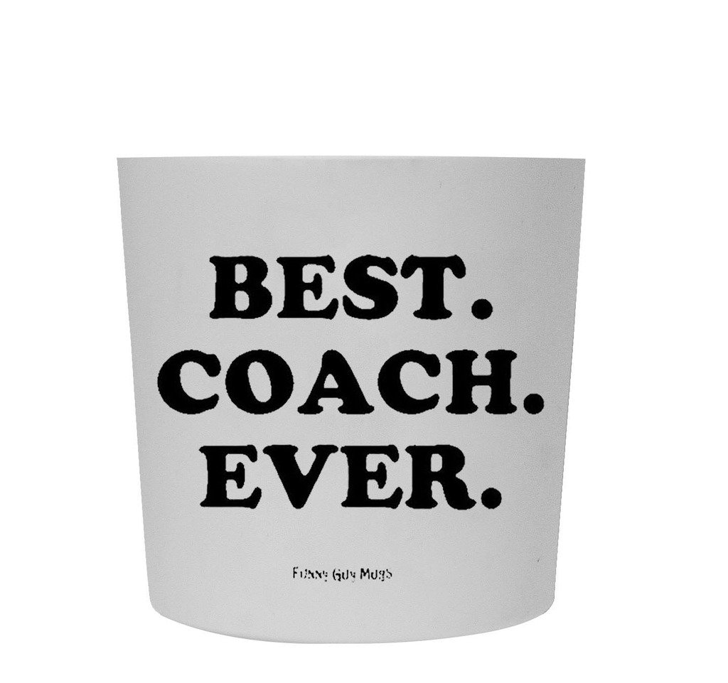 Funny Guy Mugs Best. Coach. Ever. Plastic Tumbler with Removable Insulated Silicone Sleeve, 16 Fluid Ounces, White