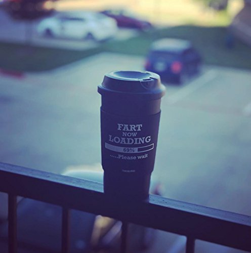 Funny Guy Mugs Fart Now Loading Please Wait Travel Tumbler With Removable Insulated Silicone Sleeve, Black, 16-Ounce