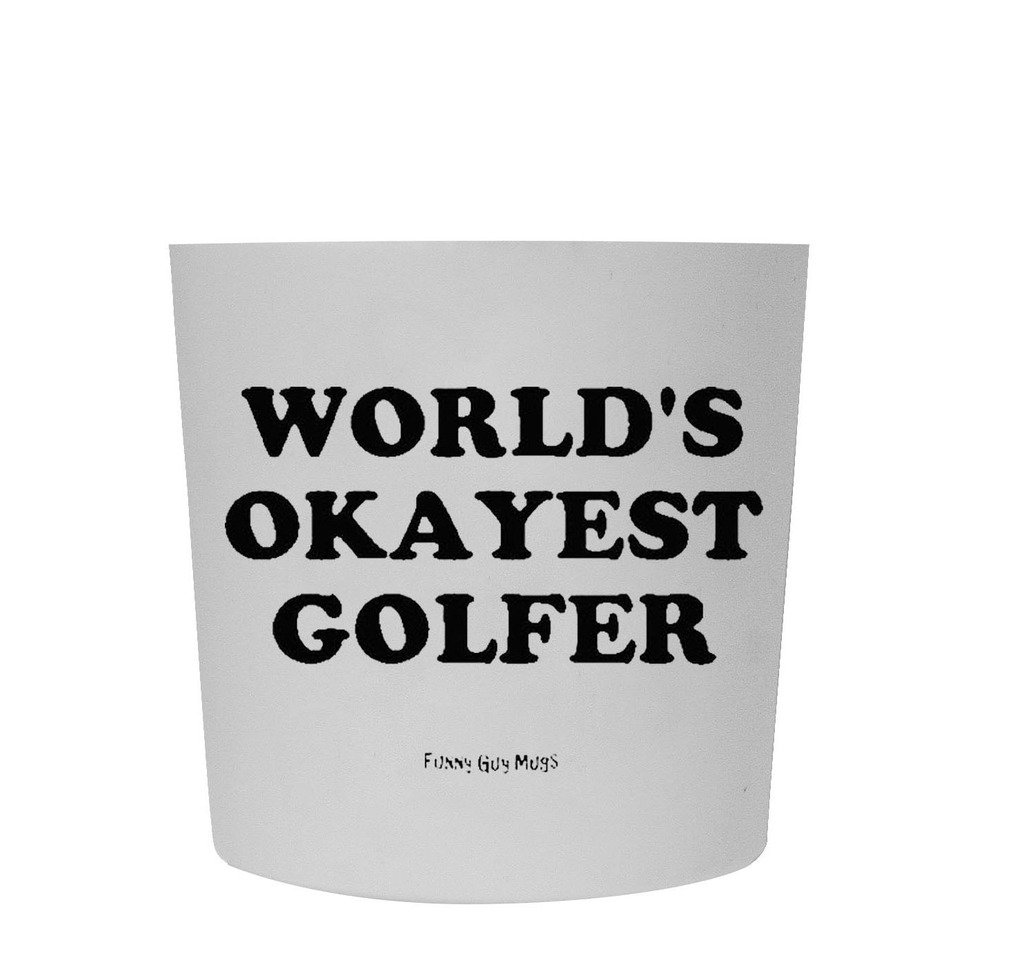 Funny Guy Mugs World's Okayest Golfer Travel Tumbler With Removable Insulated Silicone Sleeve, White, 16-Ounce
