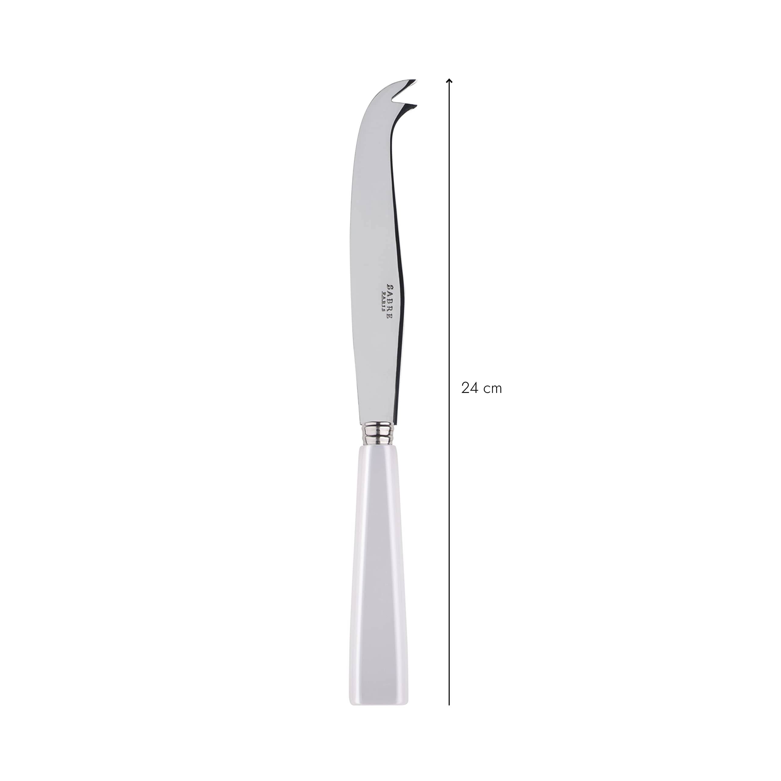 SABRE PARIS - Cheese Knife 9.4 inches - Icône Collection - All Cheeses - Stainless Steel & Acrylic - Dishwasher Safe - White