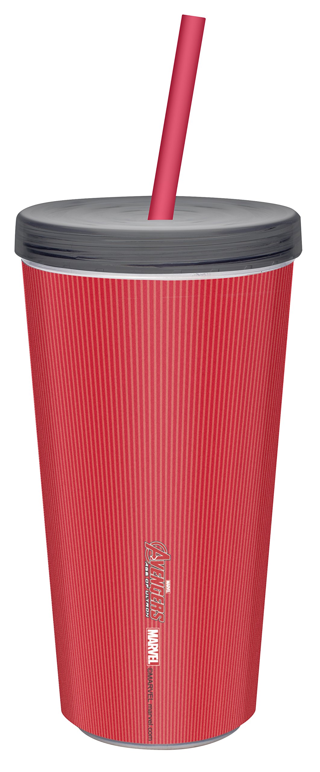 Zak! Designs Insulated Tumbler with Screw-on Lid and Straw, Avengers 2 Logo, BPA-free Plastic, 16-ounce