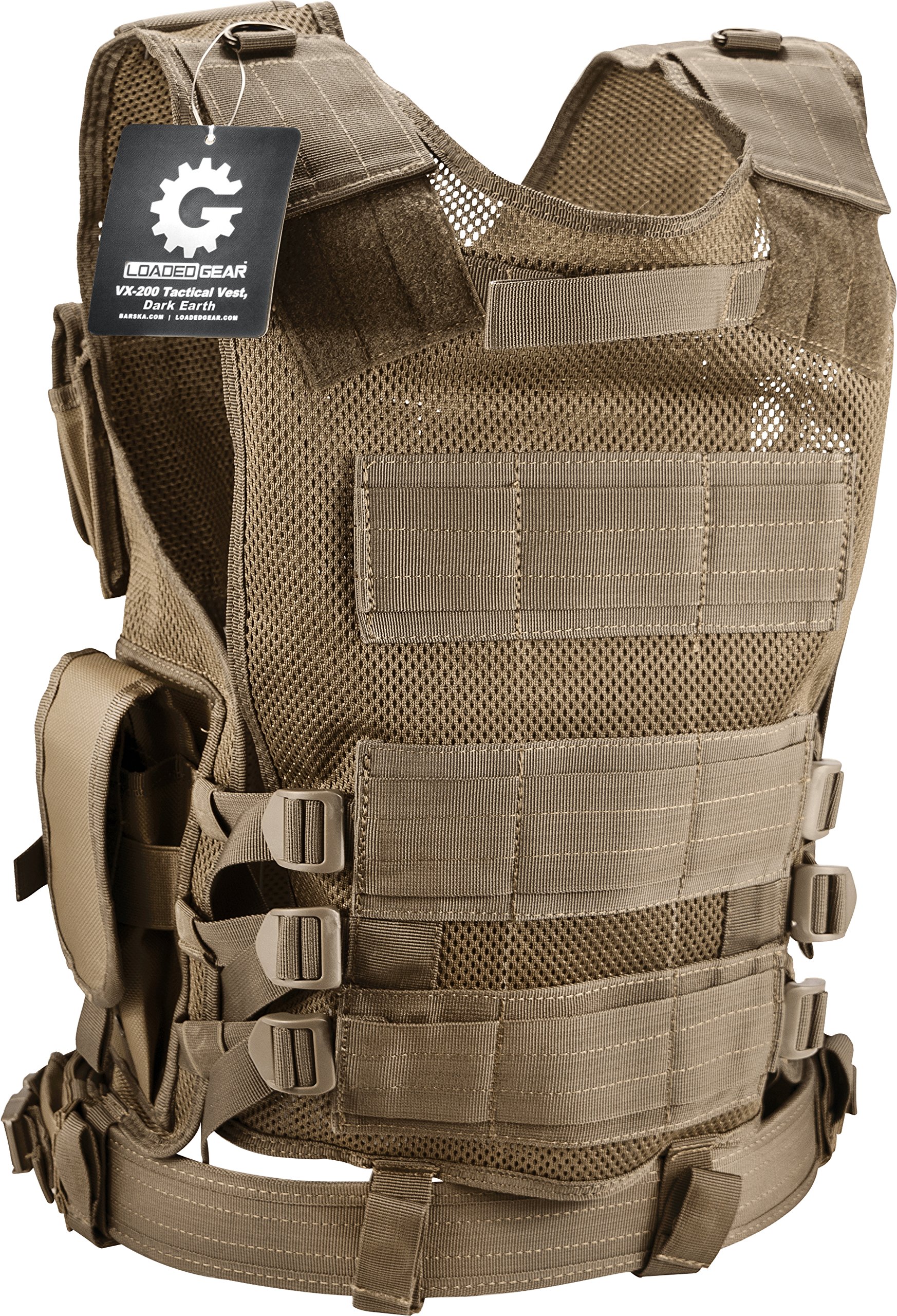 Barska Loaded Gear VX-200 Tactical Vest – Adjustable MOLLE Vest with Rifle & Pistol Mag Pouches, Holster, Utility Pouch, and Emergency Drag Handle