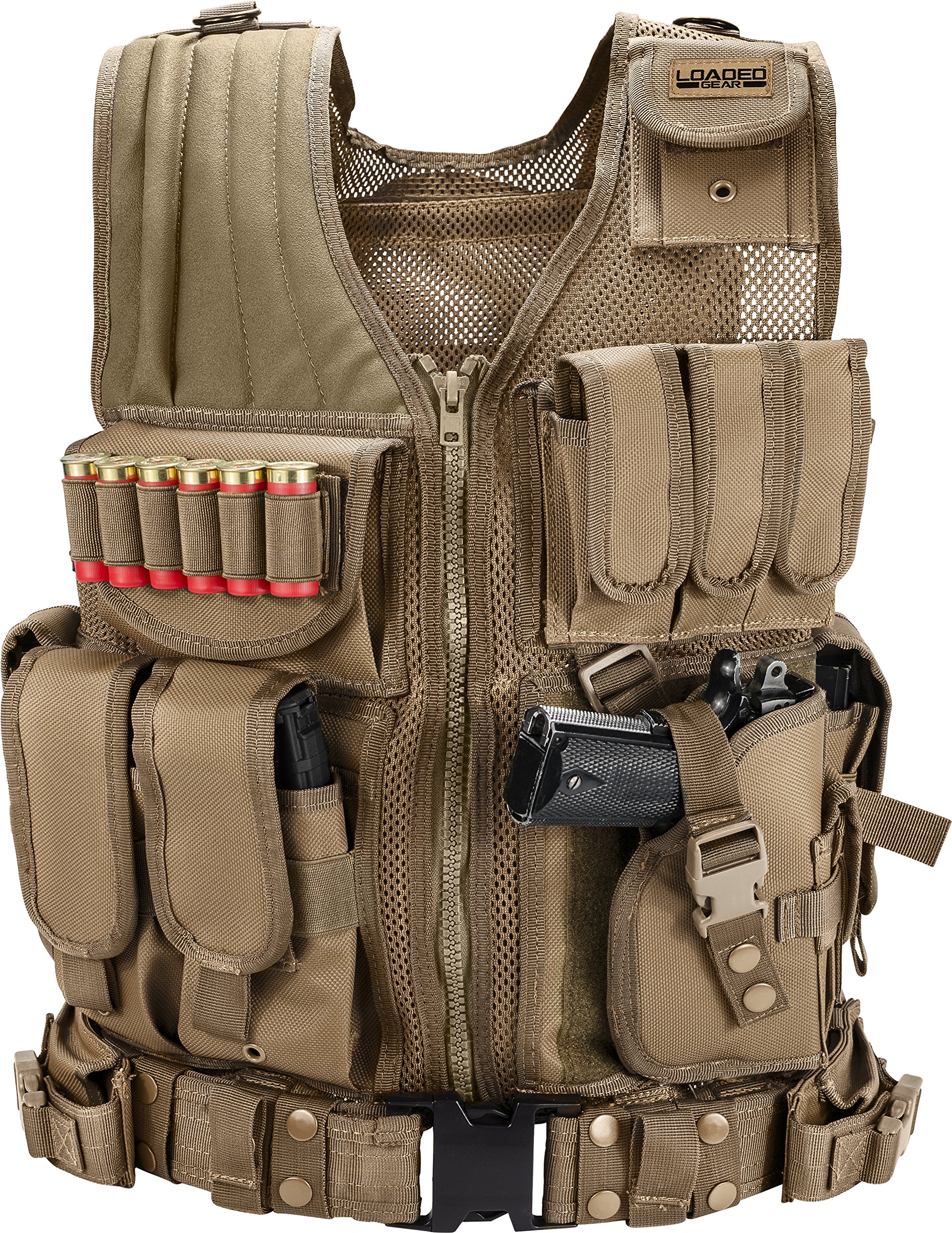 Barska Loaded Gear VX-200 Tactical Vest – Adjustable MOLLE Vest with Rifle & Pistol Mag Pouches, Holster, Utility Pouch, and Emergency Drag Handle