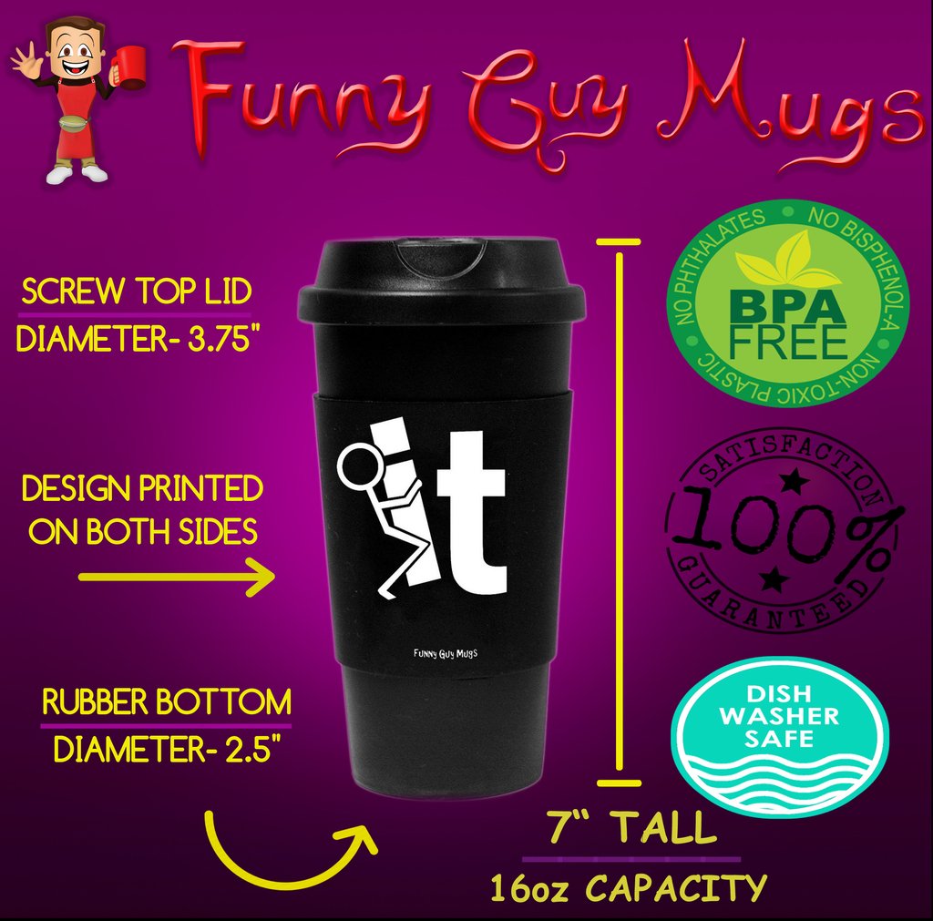 Funny Guy Mugs F It Travel Tumbler With Removable Insulated Silicone Sleeve, Black, 16-Ounce
