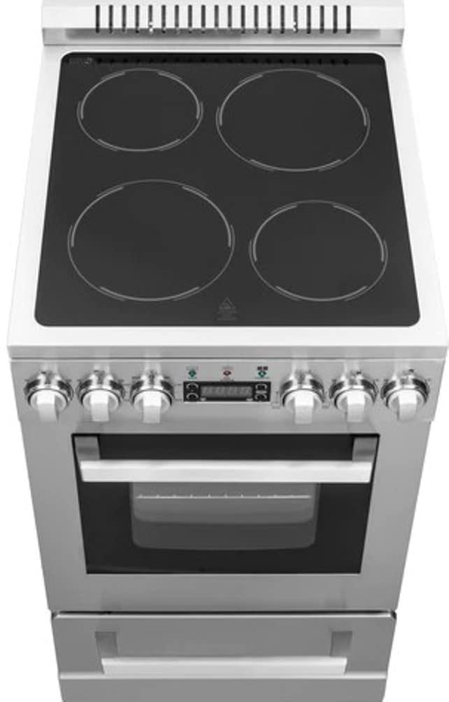 Avanti DER20P3S Electric Range Oven Elite Series Compact Design, 2-Cu.Ft. Capacity with 4 Coil Burners, Framed Glass Door, Storage Drawer and Broiler with Pan, 20-Inch, Stainless Steel