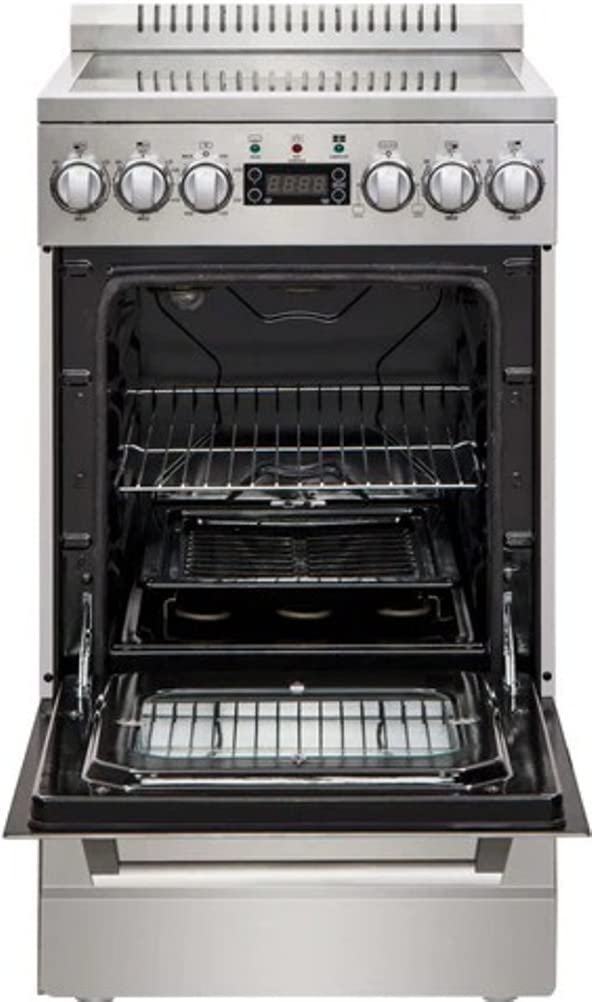 Avanti DER20P3S Electric Range Oven Elite Series Compact Design, 2-Cu.Ft. Capacity with 4 Coil Burners, Framed Glass Door, Storage Drawer and Broiler with Pan, 20-Inch, Stainless Steel