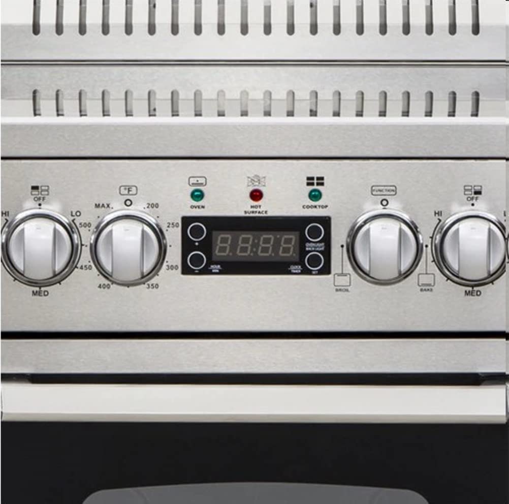 Avanti DER20P3S Electric Range Oven Elite Series Compact Design, 2-Cu.Ft. Capacity with 4 Coil Burners, Framed Glass Door, Storage Drawer and Broiler with Pan, 20-Inch, Stainless Steel