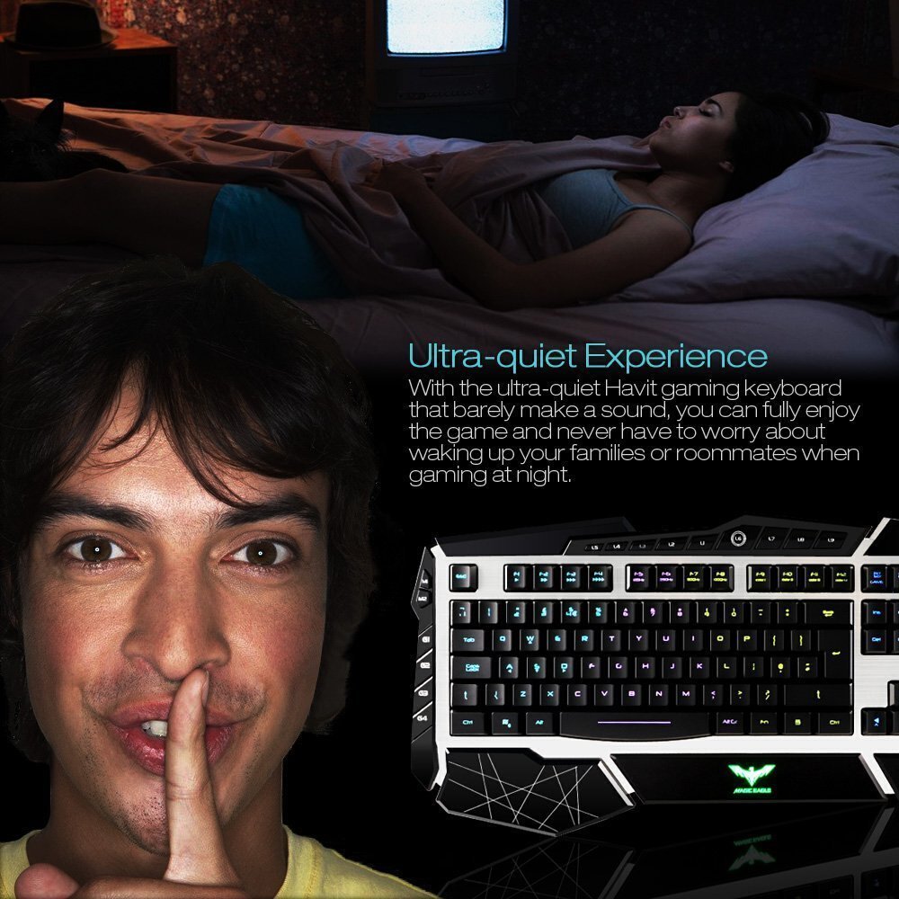 Havit Lammergeier LED Definable RGB 7 Backlit Programmable Wired Mute Gaming Keyboard (HV-KB346L)