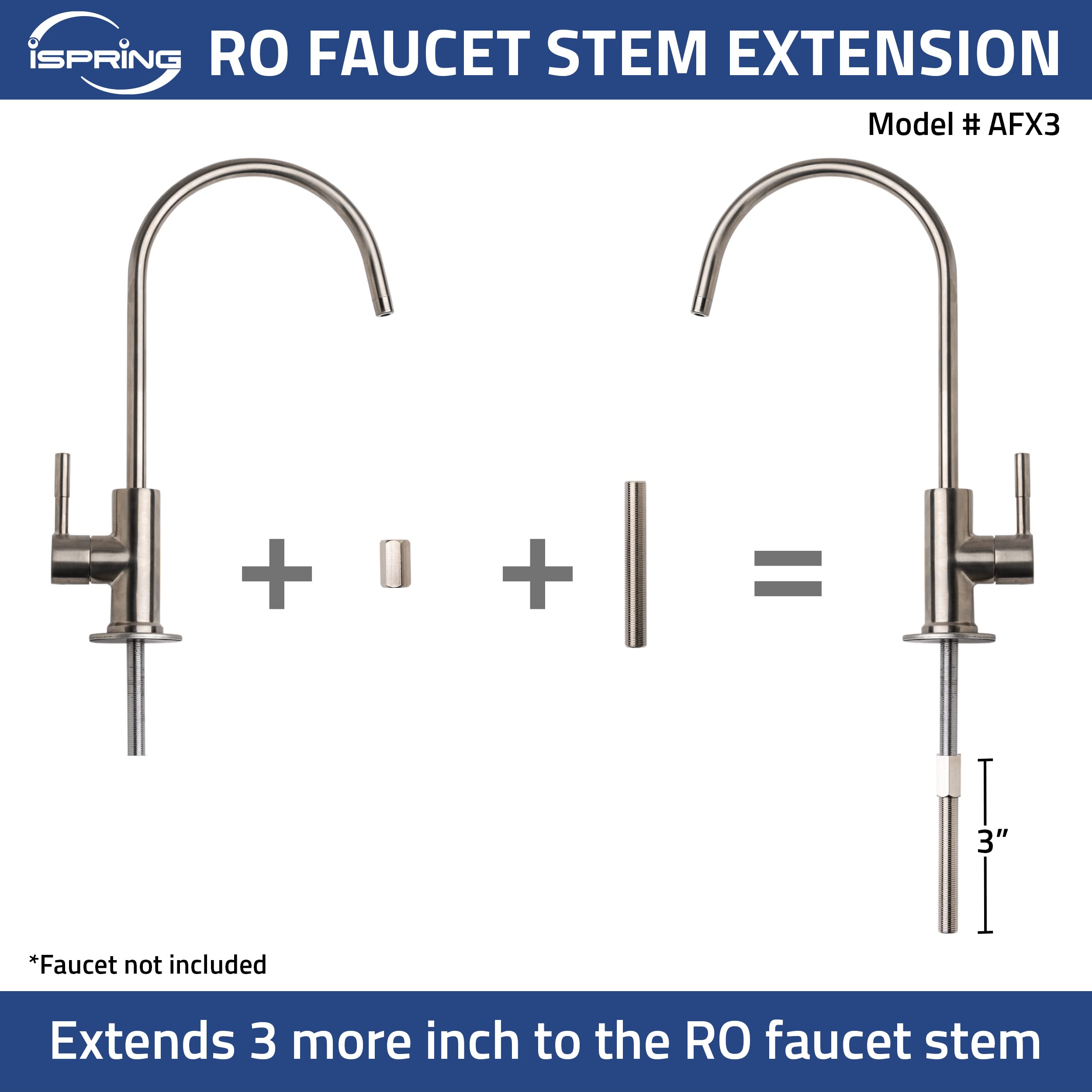 Ispring Afx3 Water Filter 3Inch Faucet Stem Extender For 1/4Inch Tubing