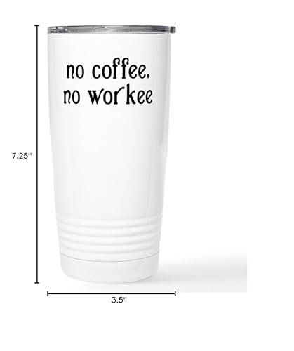 CafePress No Coffee No Workee Travel Mug 20 oz. Insulated Stainless Steel Coffee Tumbler