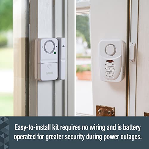 SABRE Door and Window Alarm Kit, 120 dB Alarm, Audible Up To 1,580-Feet (480-Meters), Chime, Away, Home And Panic Modes, Sensors Work On Left And Right Hinged Doors, Low Battery Indicator