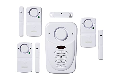 SABRE Door and Window Alarm Kit, 120 dB Alarm, Audible Up To 1,580-Feet (480-Meters), Chime, Away, Home And Panic Modes, Sensors Work On Left And Right Hinged Doors, Low Battery Indicator