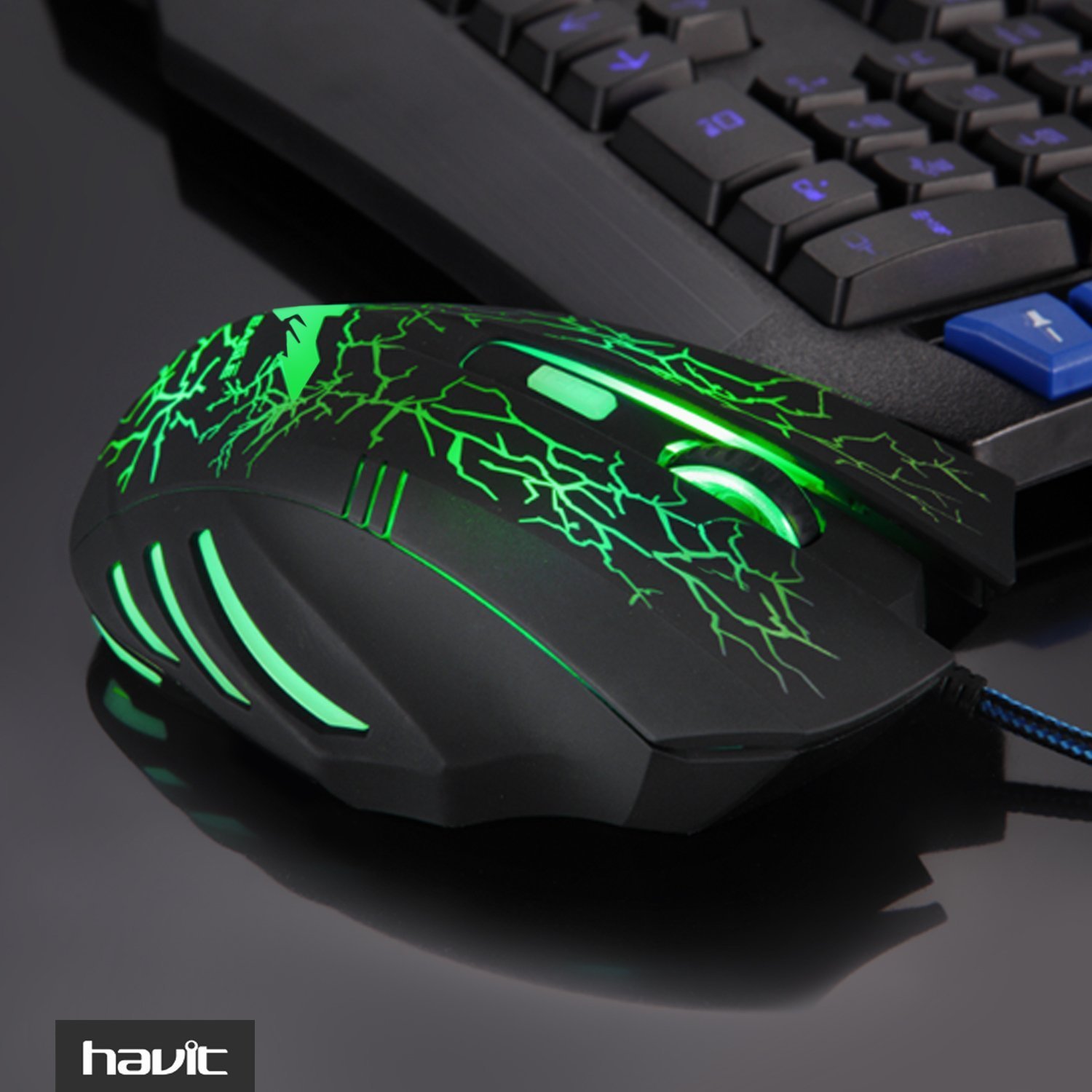 HAVIT HV-MS672 2400DPI USB Optical Wired Mouse for Laptop PC, Changing 7 Colors Light