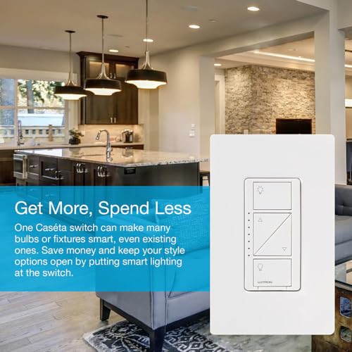 Lutron Caseta Original Smart Dimmer Switch (Lutron Smart Hub Required), for LED Lights, 150 Watt, Single-Pole/3-Way, No Neutral Required, PD-6WCL-BL, Black