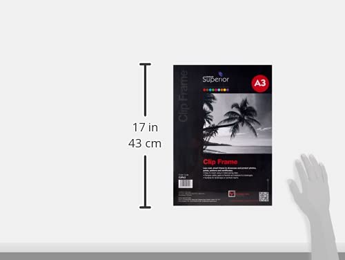 SECO, CLIPA3 - Clip Frame for Pictures and Posters, Landscape Or Portrait Format, Perspex Safety Glass A3 Size