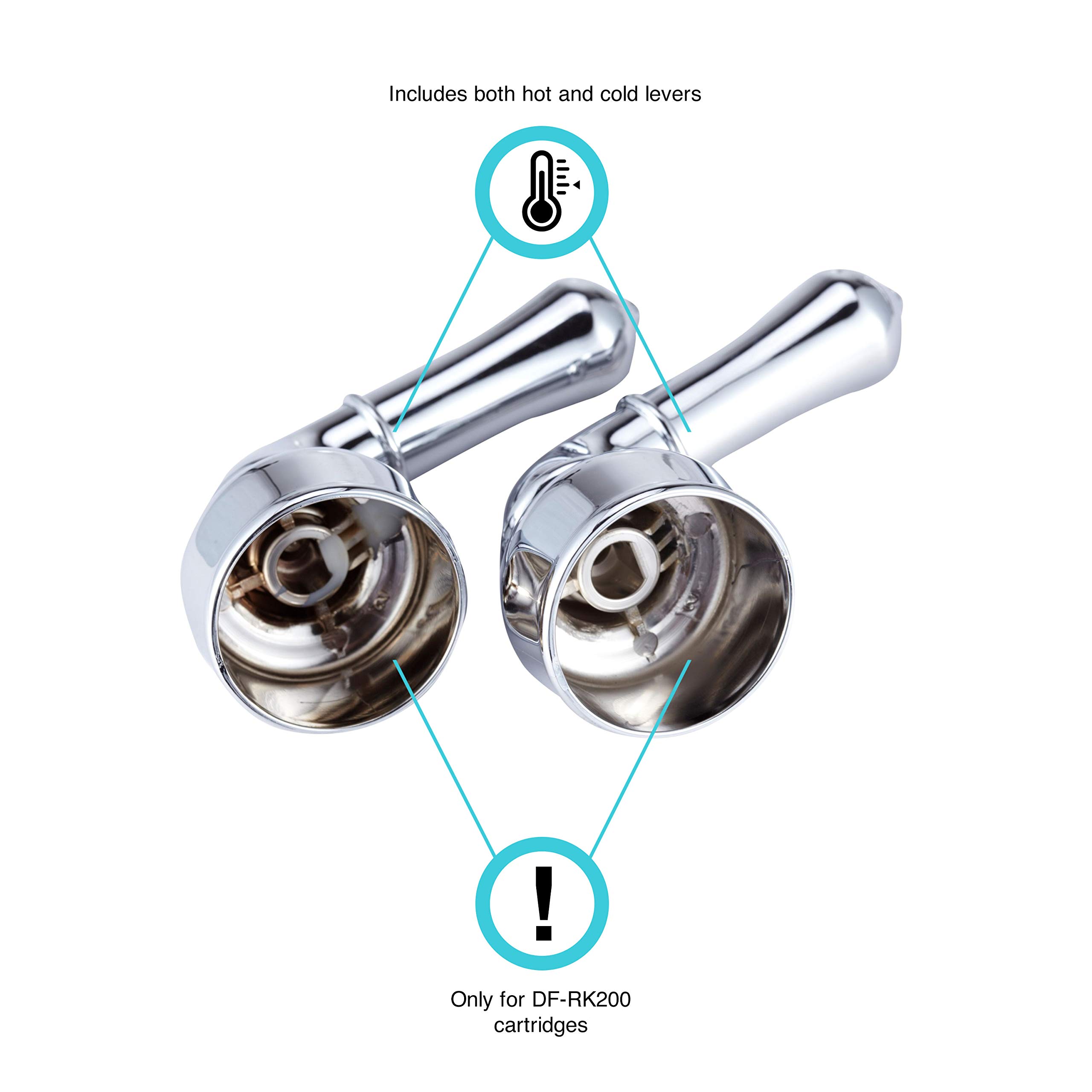 Dura Faucet DF-RKC-CP RV Replacement Hot and Cold Classic Handles - Metallic Plating Over ABS Models Only (Chrome Plated Over ABS Plastic)