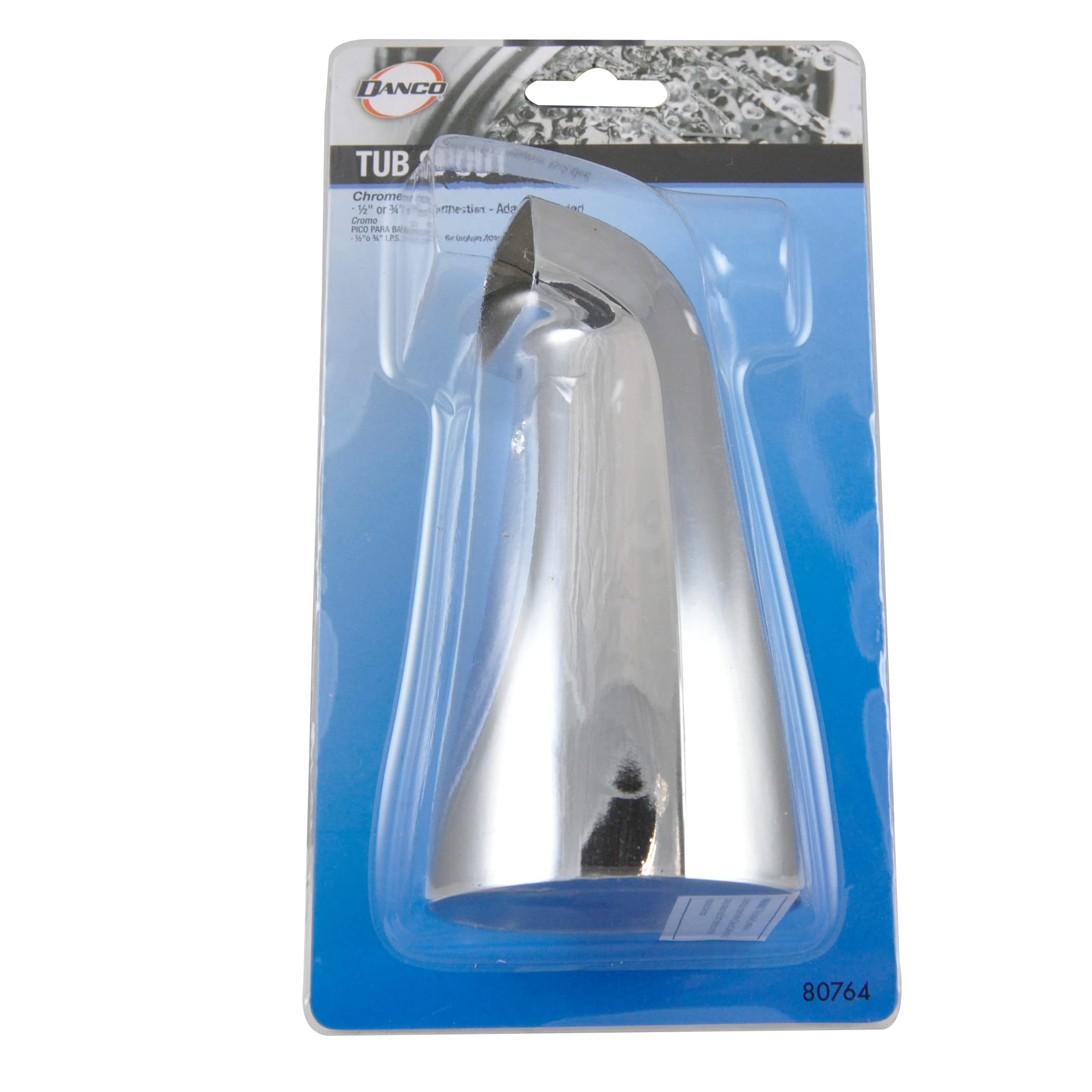 Danco, Inc. 80764 Spout, Front, Metal, Chrome, for Use with 1/2 in, 3/4 in IPS Connection and Tub/Shower Faucet Brands