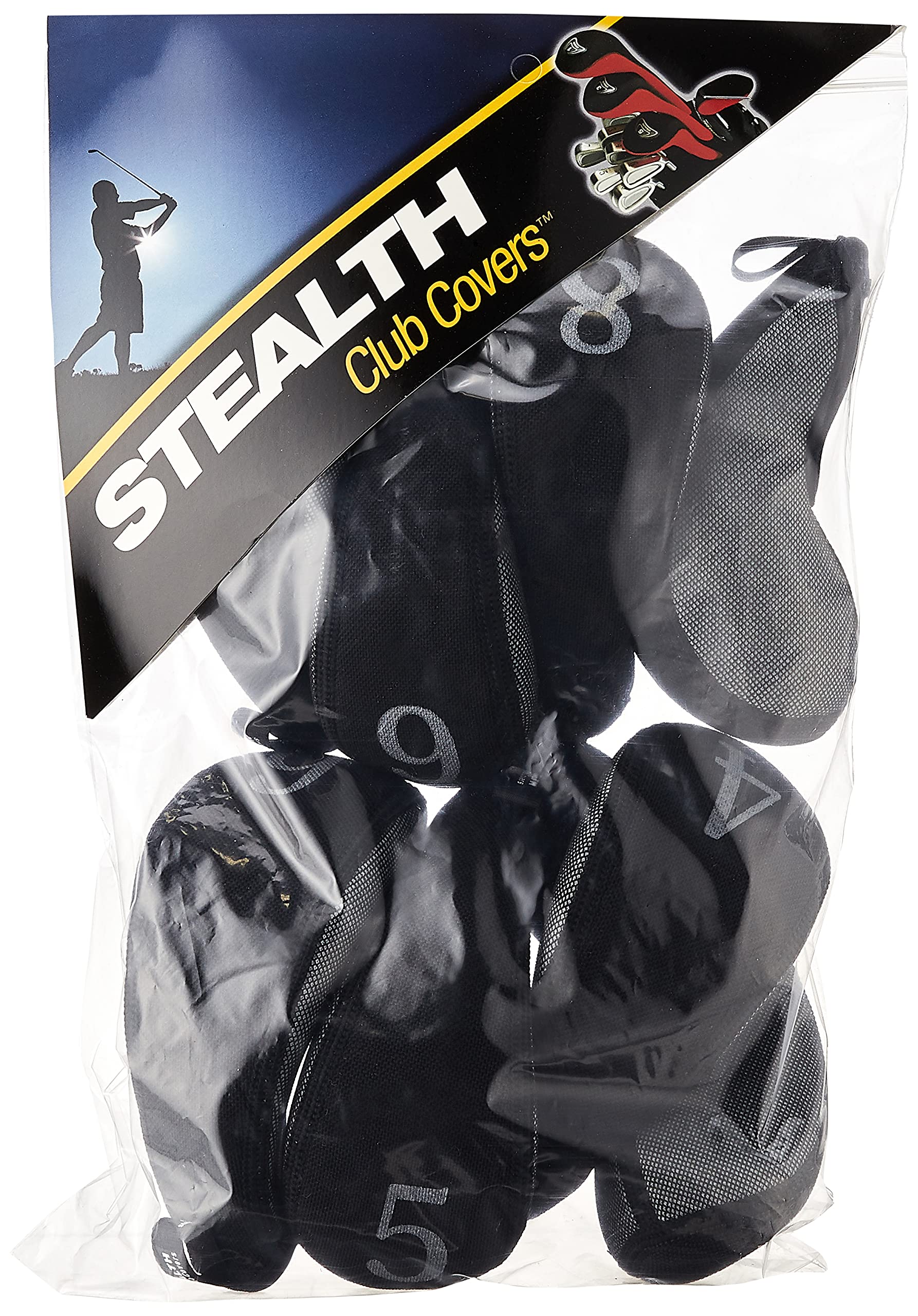 Stealth Club Covers 28080 Hybrid Set 3-PW Golf Club Head Cover (8-Piece), Silver Tweed/Black